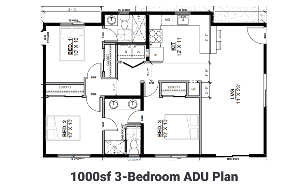 Large ADU Plans (Three-Bedroom ADU Plan) - Maxable